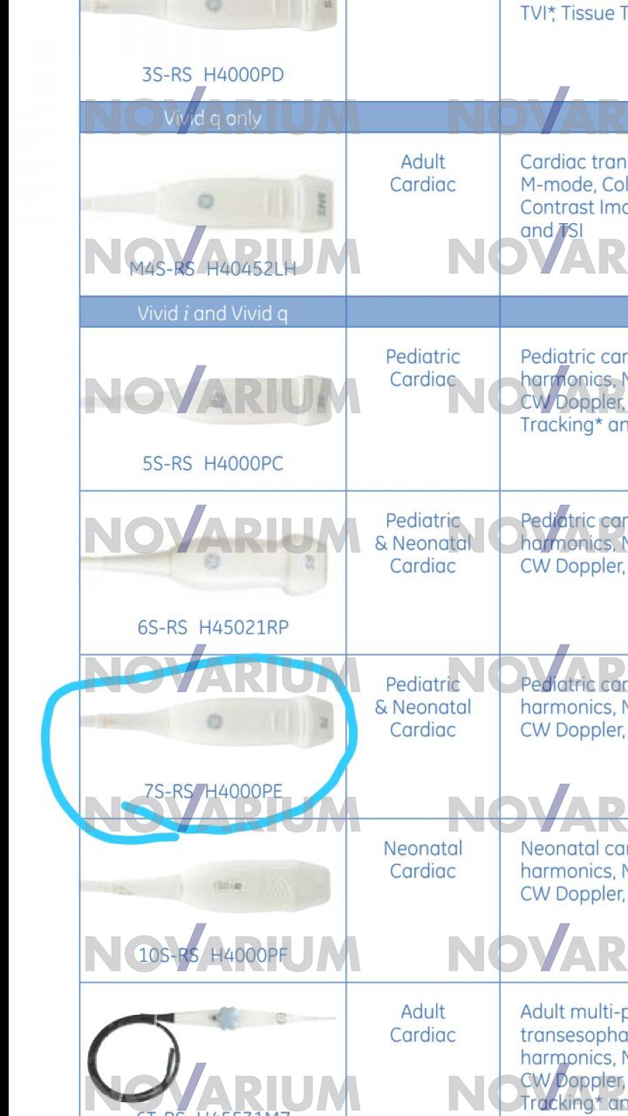 GE 7S-RS - Ultrasound Probe - Phased Array - Vivid i - Novarium