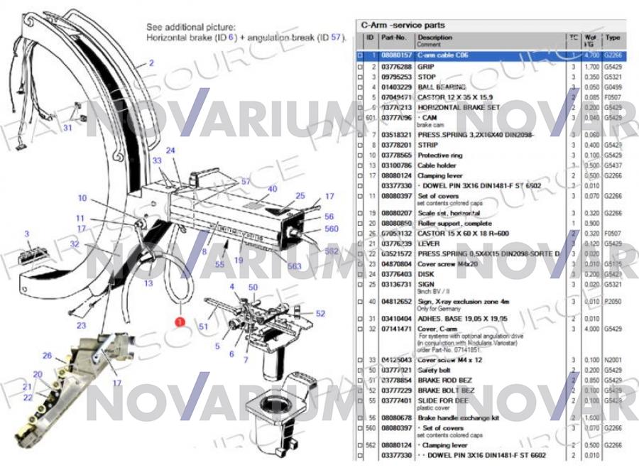 Siemens 8080157 - C-Arm Cable C06 - Arcadis Varic - Novarium